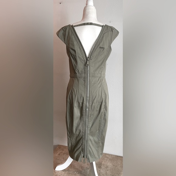 Byron Lars | Dresses | Byron Lars Giant Zipper Back Cap Sleeve Sage ...